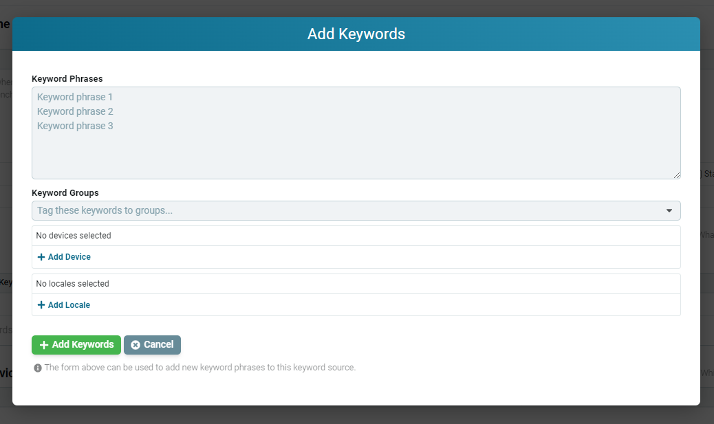 Keyword Input Modes